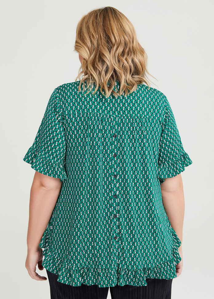 Shop Plus Size Geo Luna Ruffle Hem Top, Green | Taking Shape AU