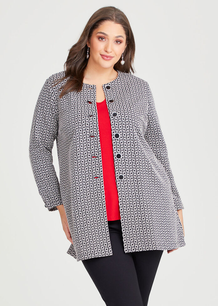 Shop Plus Size Squares Jacquard Jacket, Multi | Taking Shape AU