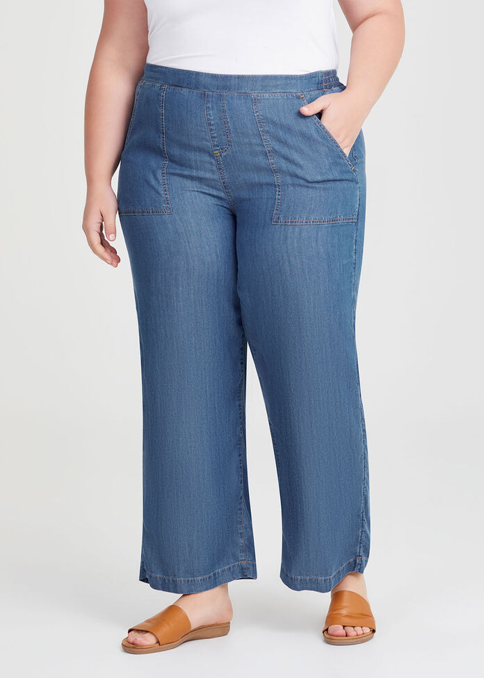Shop Plus Size Chambray Relaxed Pull On Pant in Blue | Taking Shape AU