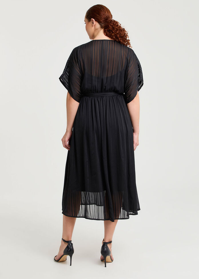 Shop Plus Size Satin Stripe Wrap Cocktail Dress, Black | Taking Shape AU