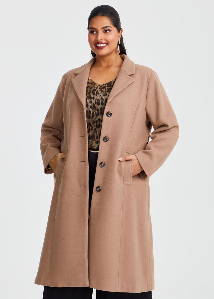 Shop Plus Size Kala Belted Coat, Brown | Taking Shape NZ