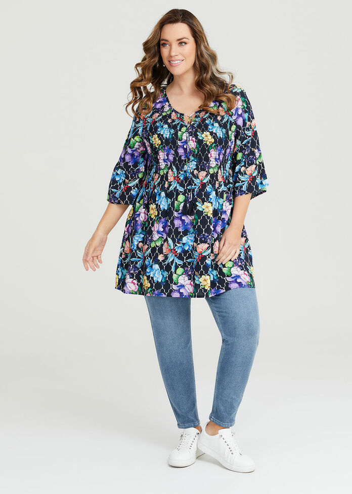 Shop Plus Size Natural Watercolour Floral Tunic, Multi | Taking Shape AU