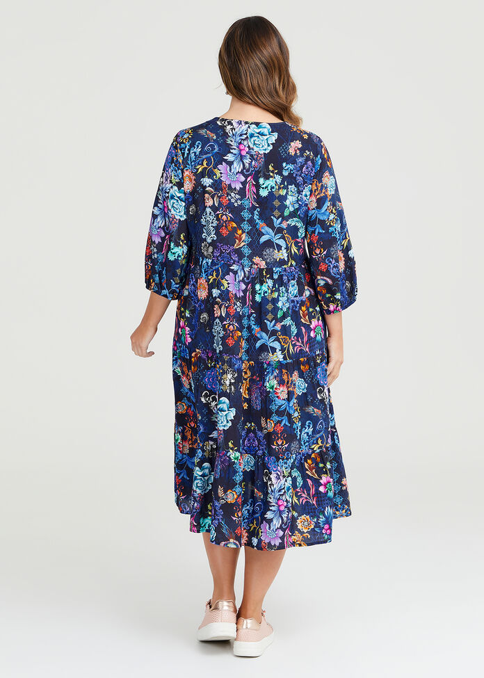 Shop Plus Size Natural Jacobean Print Dress In Multi Taking Shape Au
