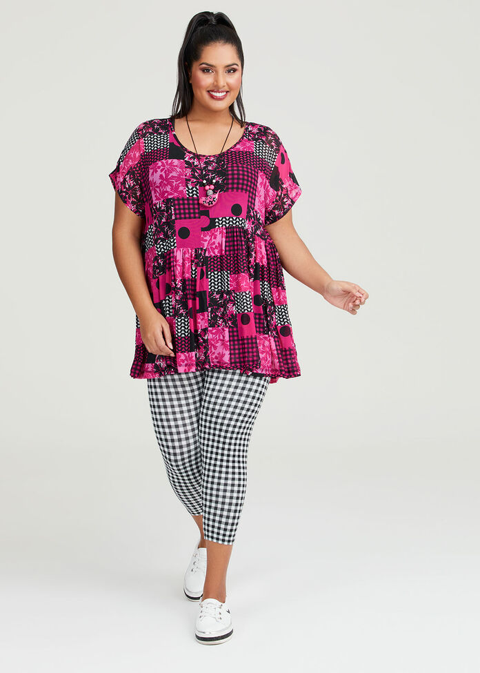 Shop Plus Size Natural Tiled Print Tunic, Blue | Taking Shape AU