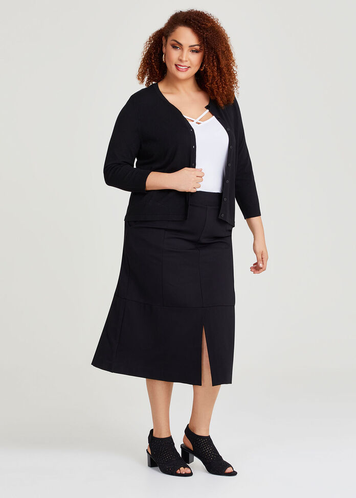 Plus Size Bamboo Ponte Panel Skirt | Black | Taking Shape AU