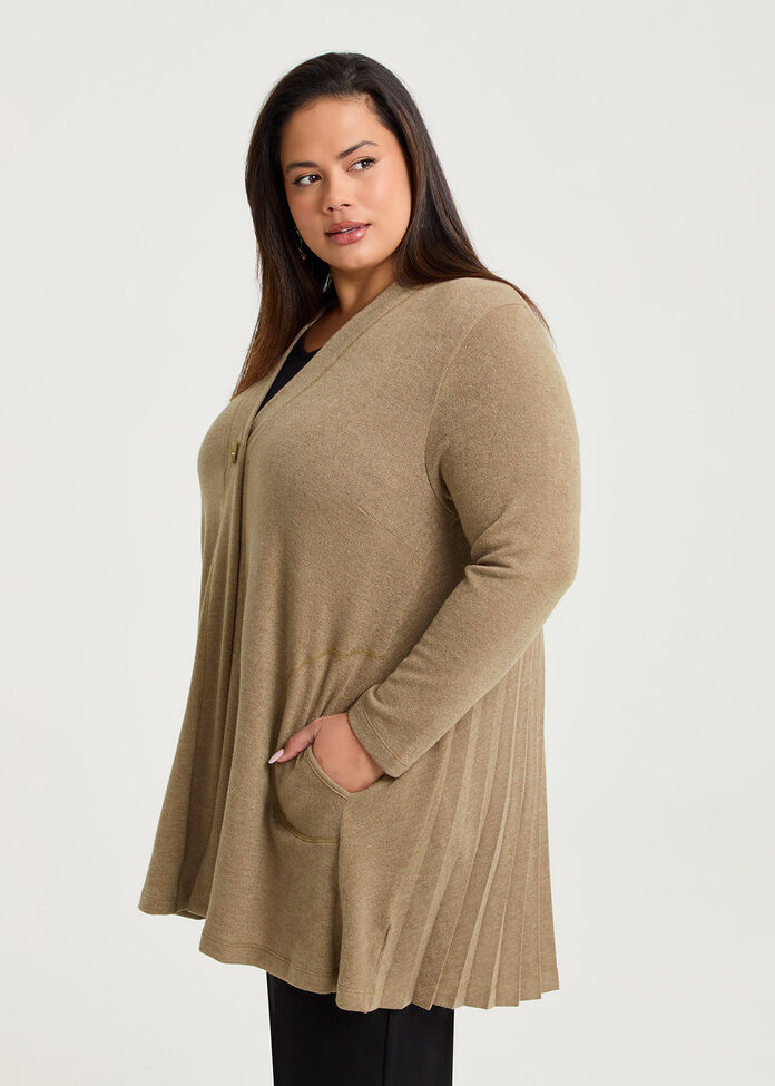 Shop Plus Size Pleat Back Snug Cardigan, Brown | Taking Shape NZ
