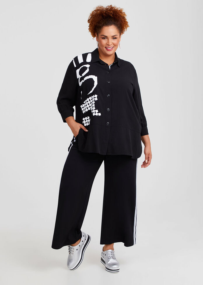 Shop Plus Size Bamboo Rhea Print Shirt in Black | Taking Shape US