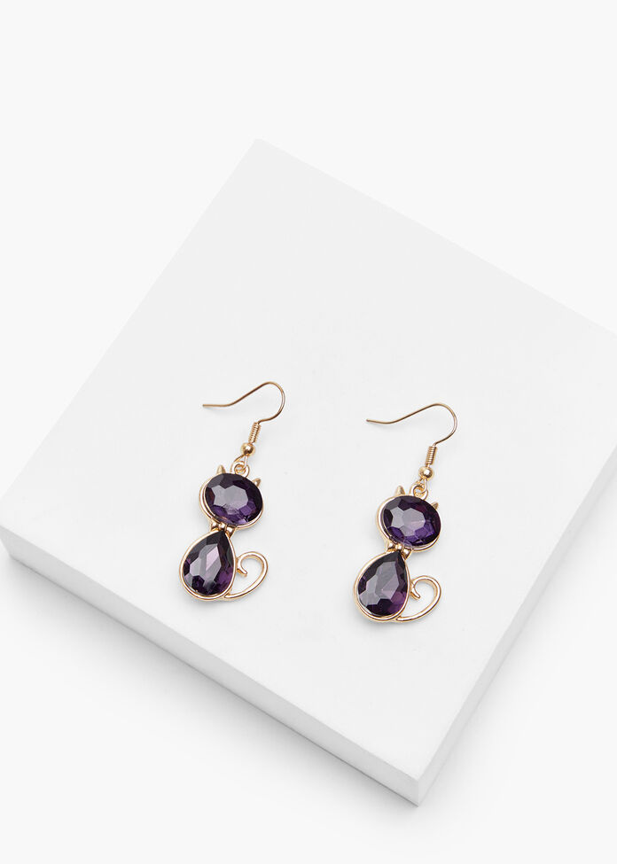 Shop Crystal Cat Earrings in Purple | Accessories | Taking Shape NZ