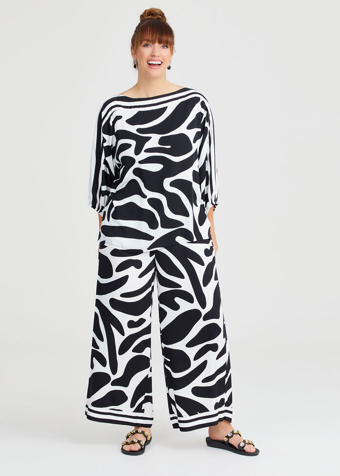 Shop Plus Size Natural Abstract Stripe Pant, Black | Taking Shape AU