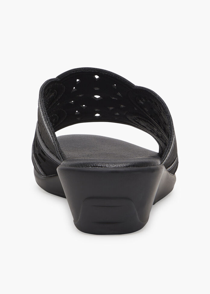Shop Black Lasercut Wedge Sandal | Comfortable Shoes | Taking Shape UK