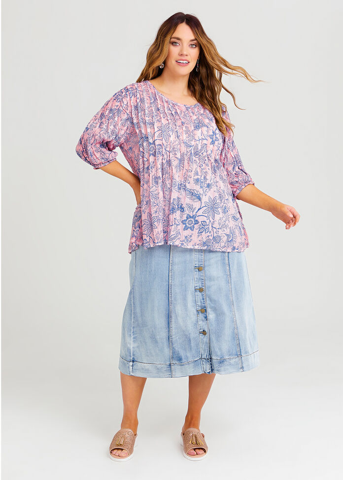 Shop Plus Size Cotton Pigment Pintuck Top in Orange | Taking Shape AU