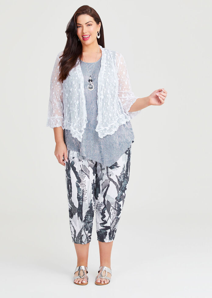 Shop Plus Size Foil Spot Mesh Cardigan, White | Taking Shape NZ