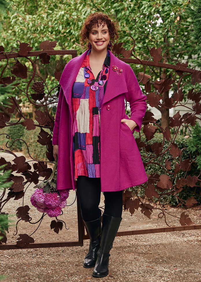 Shop Plus Size Morgan Boiled Wool Coat, Red | Taking Shape AU