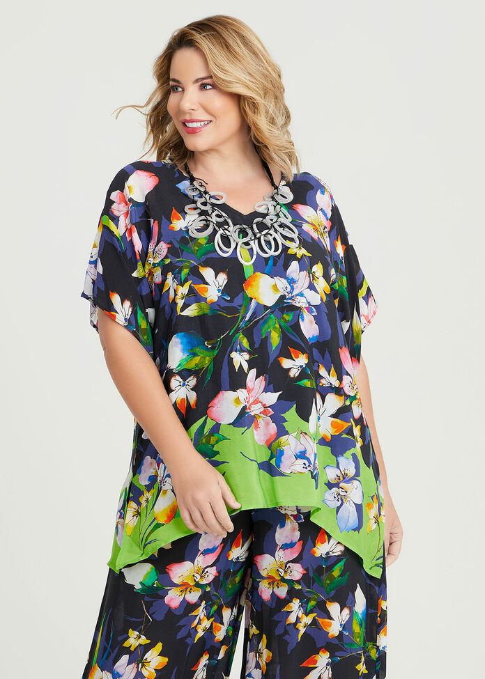 Shop Plus Size Natural Maddi V Neck Top, Multi | Taking Shape AU