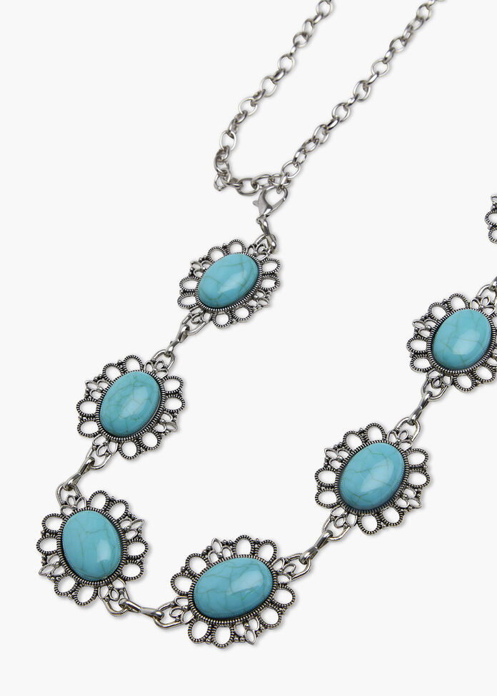 Shop Turquoise Stone Chain Belt in Black | Accessories | Taking Shape AU