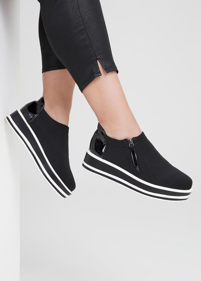 Shop Striped Wedge Zip Front Shoe | Comfortable Shoes | Taking Shape AU