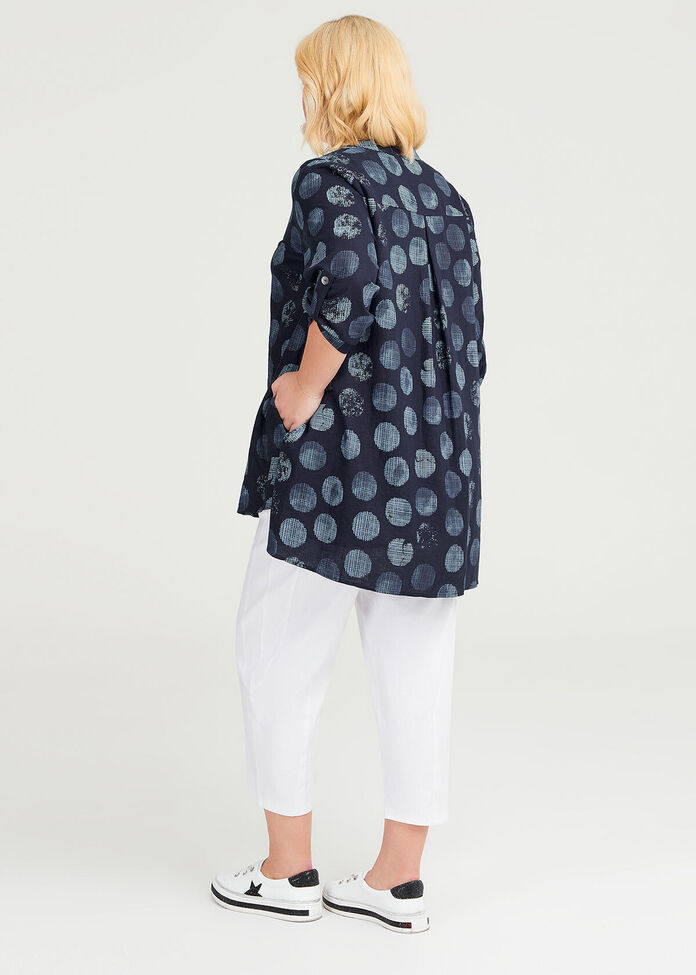 Shop Plus Size Spot Linen Bamboo Shirt, Blue | Taking Shape AU
