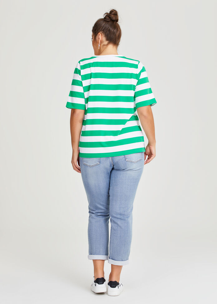 Shop Plus Size Cotton Block Stripe T-shirt, Green | Taking Shape AU