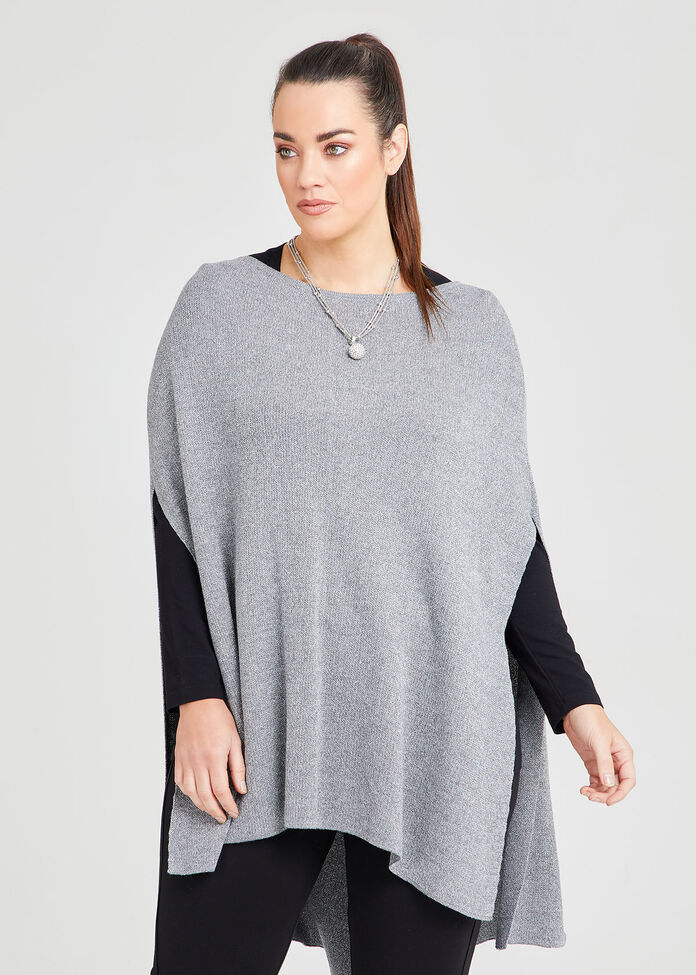Side Split Poncho in Black, Sizes 12-30 | Taking Shape NZ