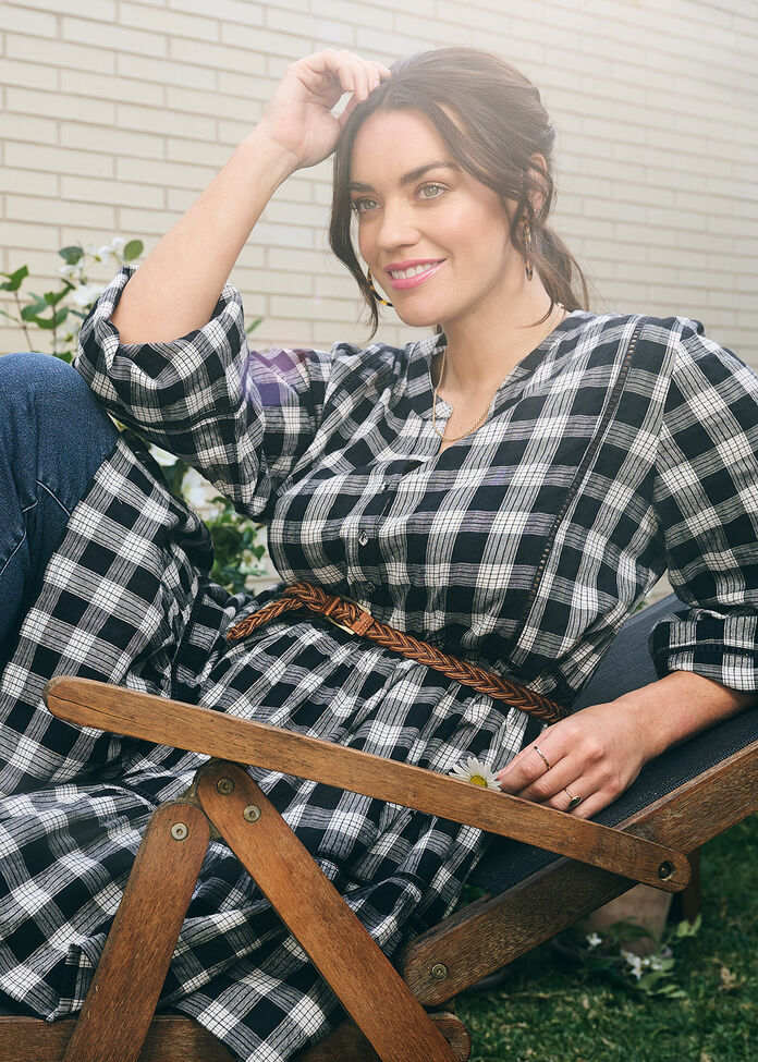 Shop Plus Size Cotton Blend Check Trim Tunic, Multi | Taking Shape AU