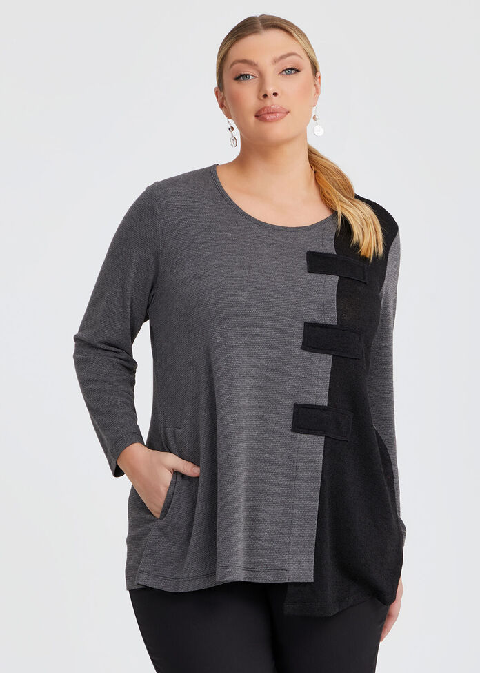 Shop Plus Size Tab Front Honeycomb Top, Grey | Taking Shape AU