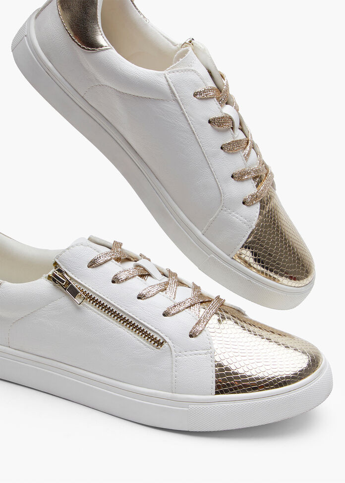 Shop White Combo Side Zip Sneaker | Comfortable Shoes | Taking Shape AU