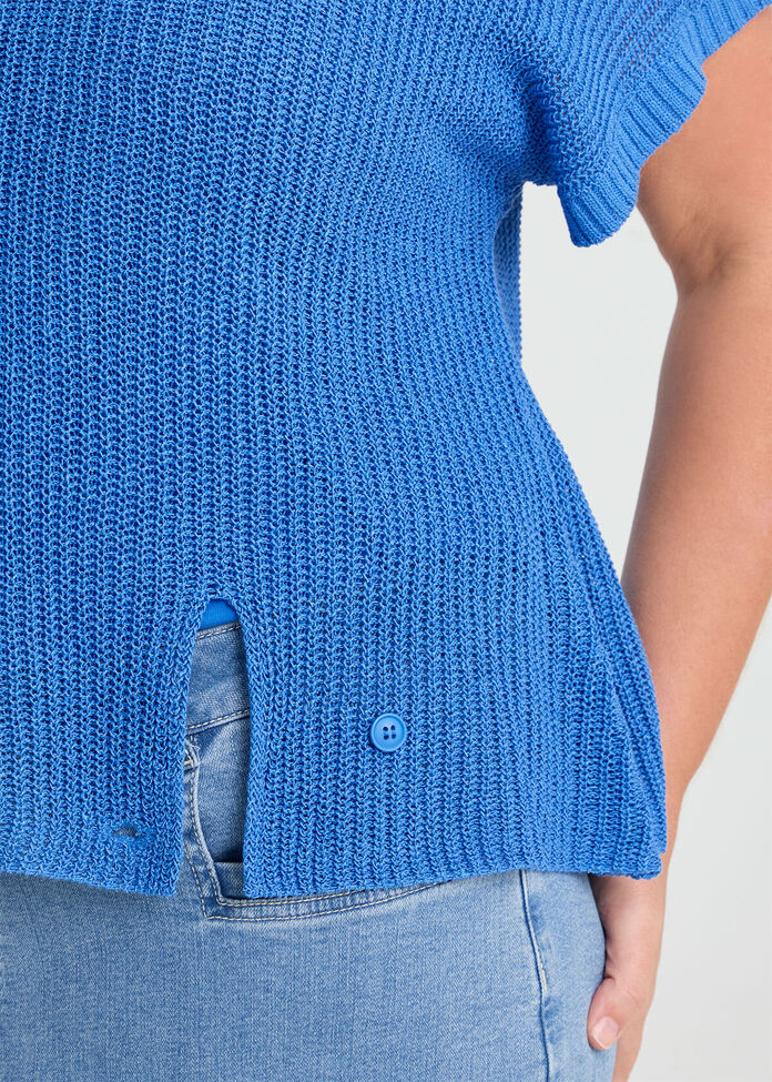 Shop Plus Size Scoop Neck Drape Knit Top, Blue | Taking Shape NZ