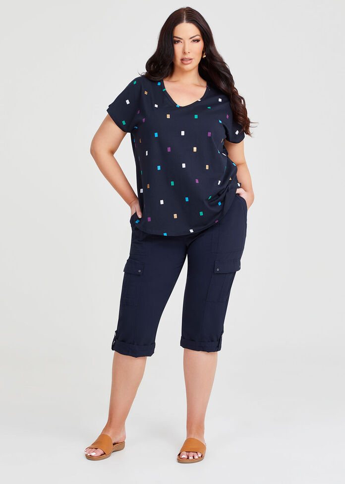 Shop Plus Size Cotton Foil Print T-shirt, Blue | Taking Shape NZ