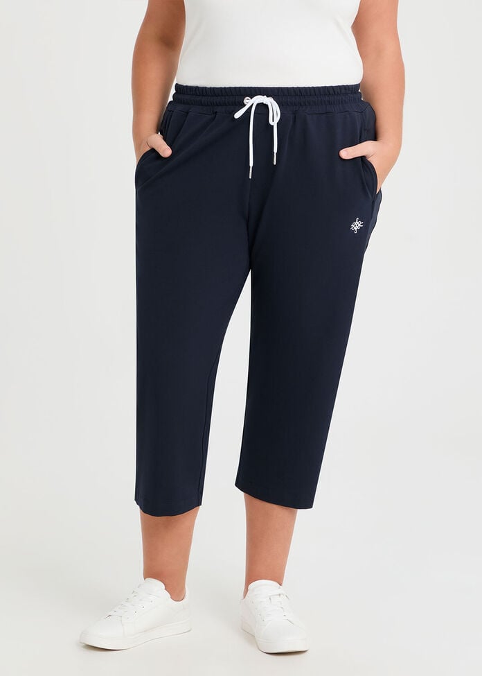Shop Plus Size Cotton Sideline Crop Trackpant, Navy | Taking Shape NZ