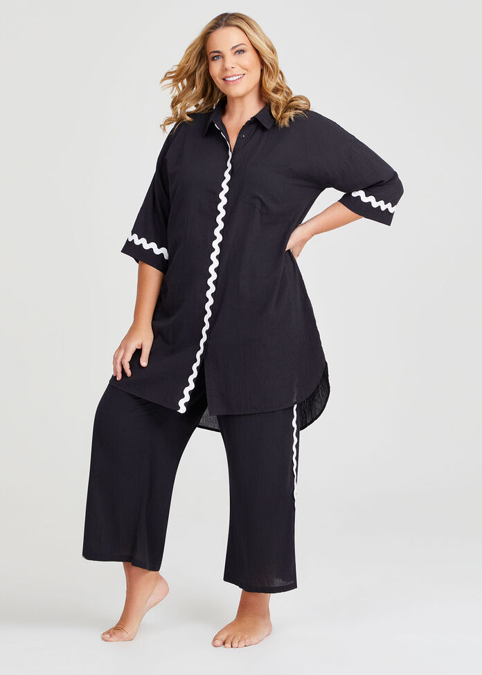 Shop Plus Size Natural Ric Rac Pull On Pant, Black | Taking Shape AU