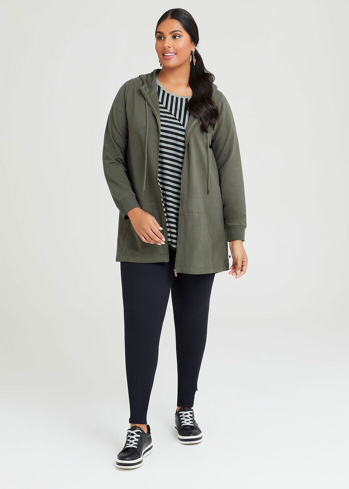 Shop Plus Size Cotton Hooded Zip Through Jacket in Green | Taking Shape AU