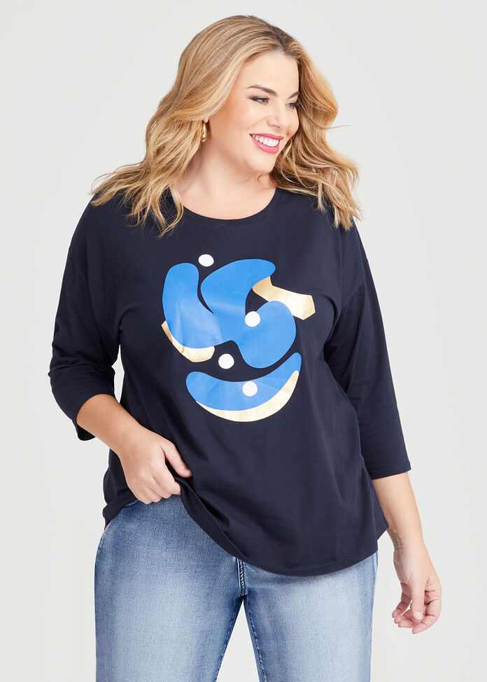 Shop Plus Size Cotton Abstract Art Top, Blue | Taking Shape AU