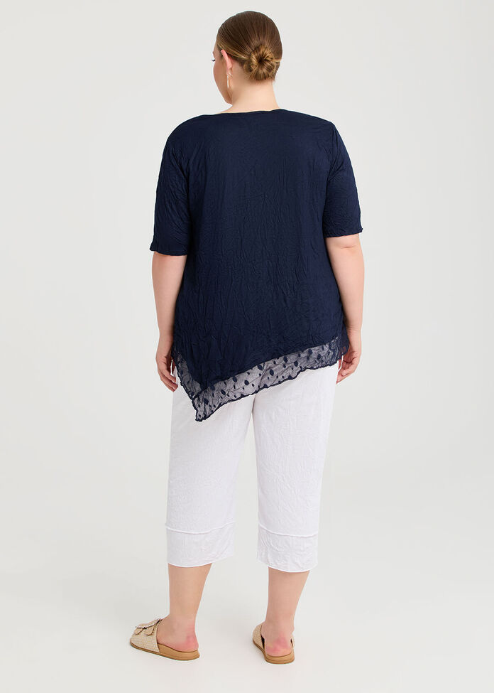 Shop Plus Size Mesh Trim Bamboo Crush Tunic, Navy | Taking Shape NZ