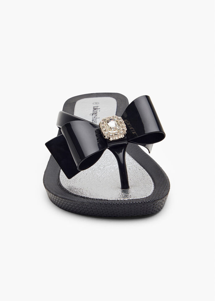 Shop Black Bling Bow Flip Flop Jelly | Comfortable Shoes | Taking Shape AU