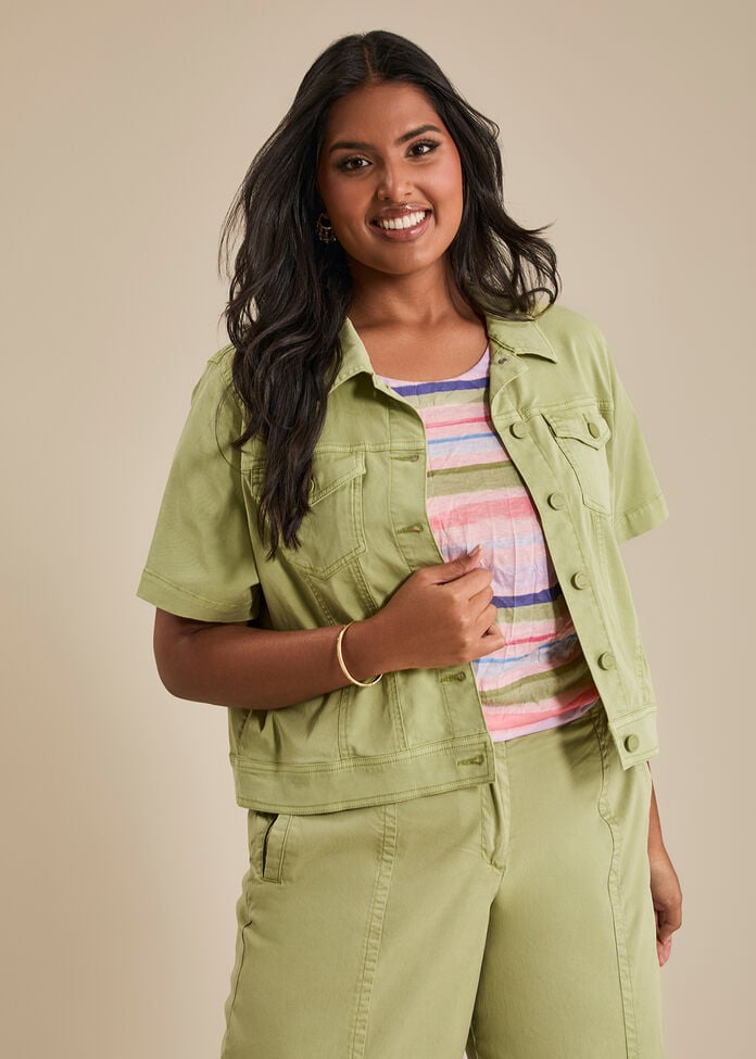 Shop Plus Size Lyocell Short Sleeve Jacket, Green | Taking Shape AU