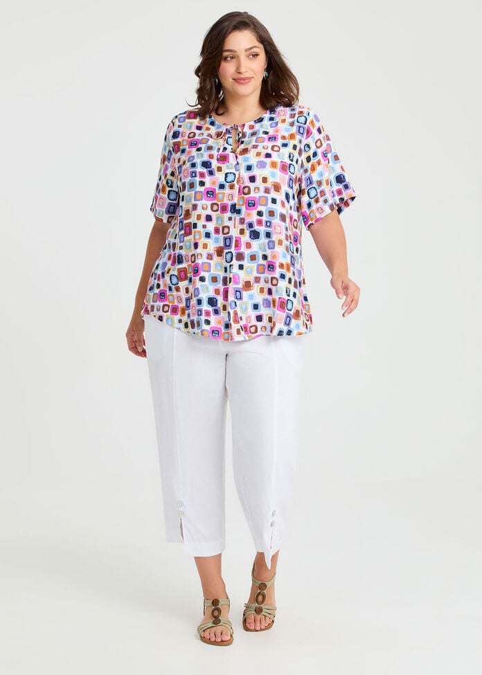 Shop Plus Size Tie Neck Check Natural Top, Multi | Taking Shape AU