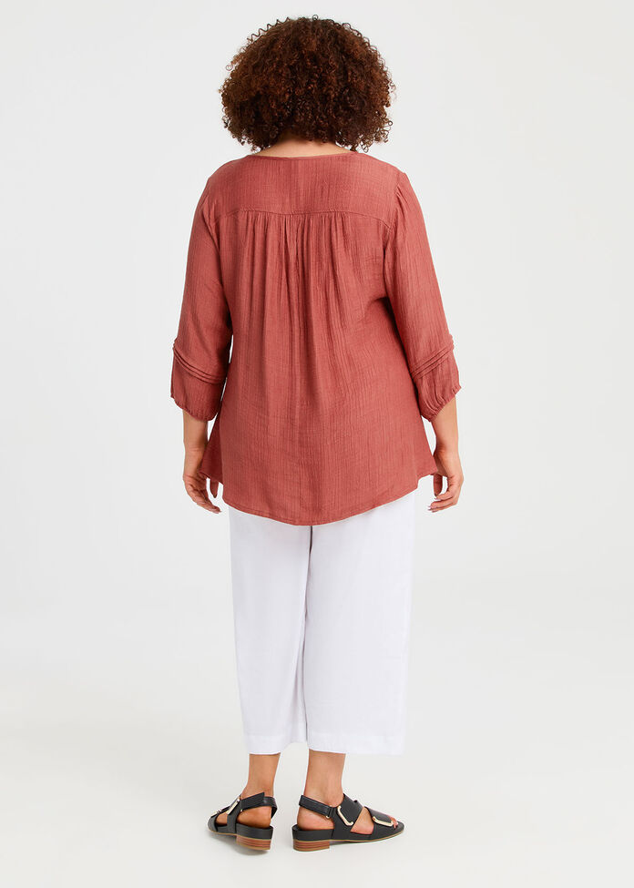 Shop Plus Size Cornelli Flower Natural Top, Brown | Taking Shape NZ