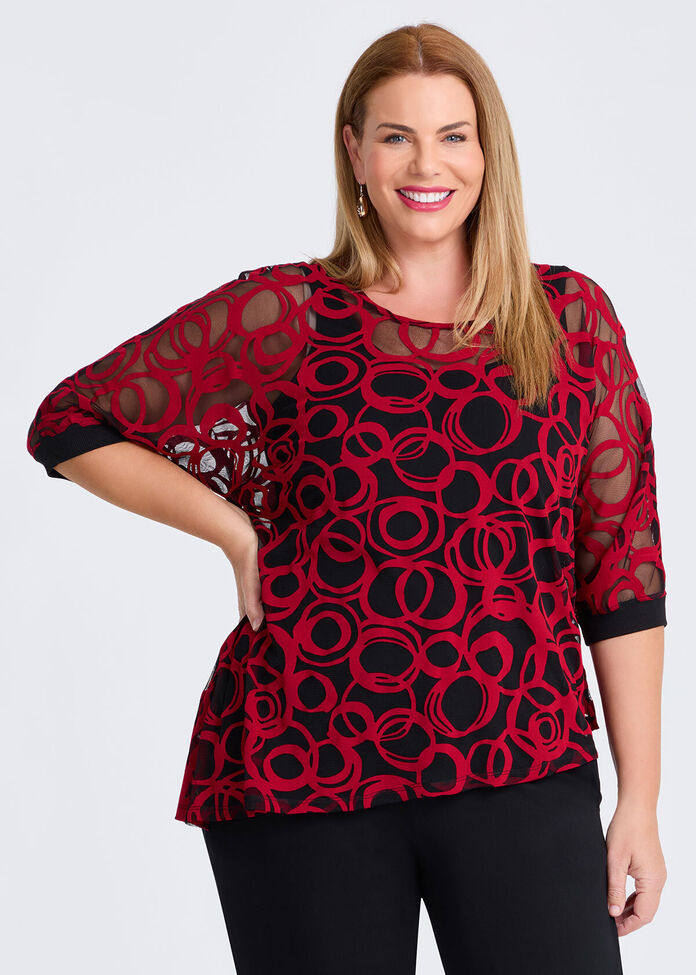 Shop Plus Size Burnout Lattice Mesh Overtop, Red | Taking Shape AU