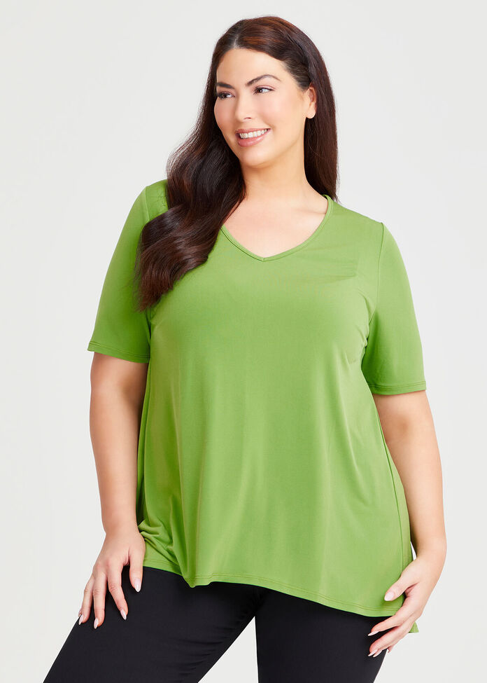 Shop Plus Size Strive V Neck Short Sleeve Top In Green Taking Shape Nz