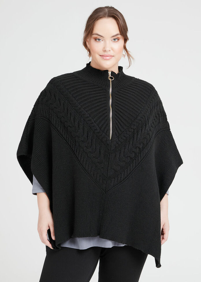 Shop Zipper Pull Poncho in Black | Accessories | Taking Shape AU