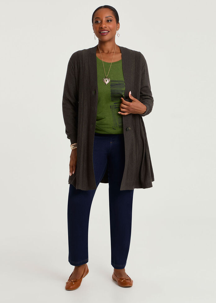 Shop Plus Size Pintuck Swing Natural Cardigan, Green | Taking Shape NZ