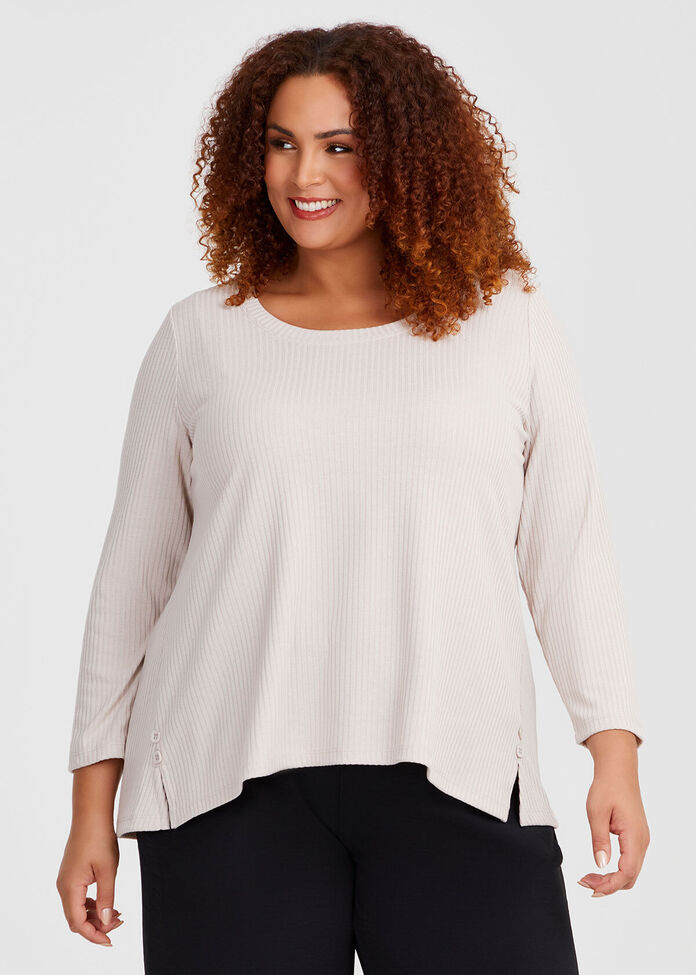 Shop Plus Size Natural Rib Harper Top, White | Taking Shape AU