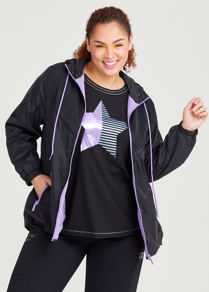Shop Plus Size Active Contrast Rain Jacket, Black | Taking Shape AU