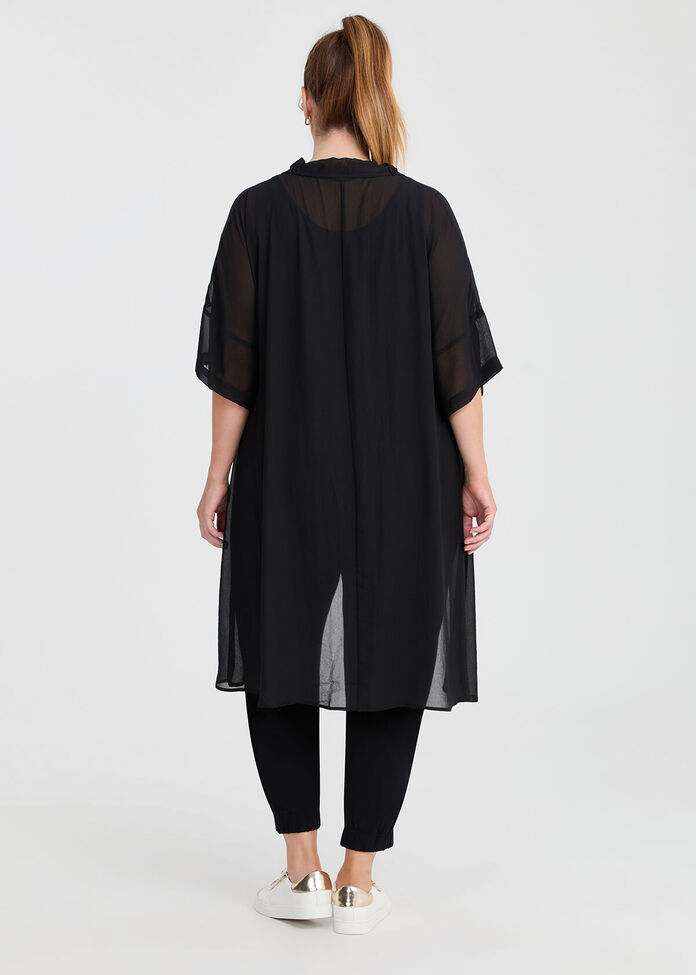 Shop Plus Size Chiffon Ada Long Sleeve Layering Top, Black | Taking ...