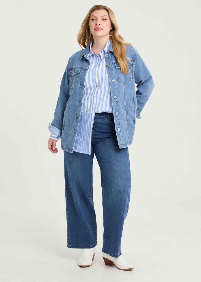 Shop Plus Size Cotton Mix Stripe Shirt, Stripes | Taking Shape NZ