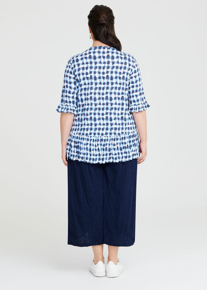 Shop Plus Size Bamboo Multi Geo Check Top in Blue | Sizes 12-30 ...