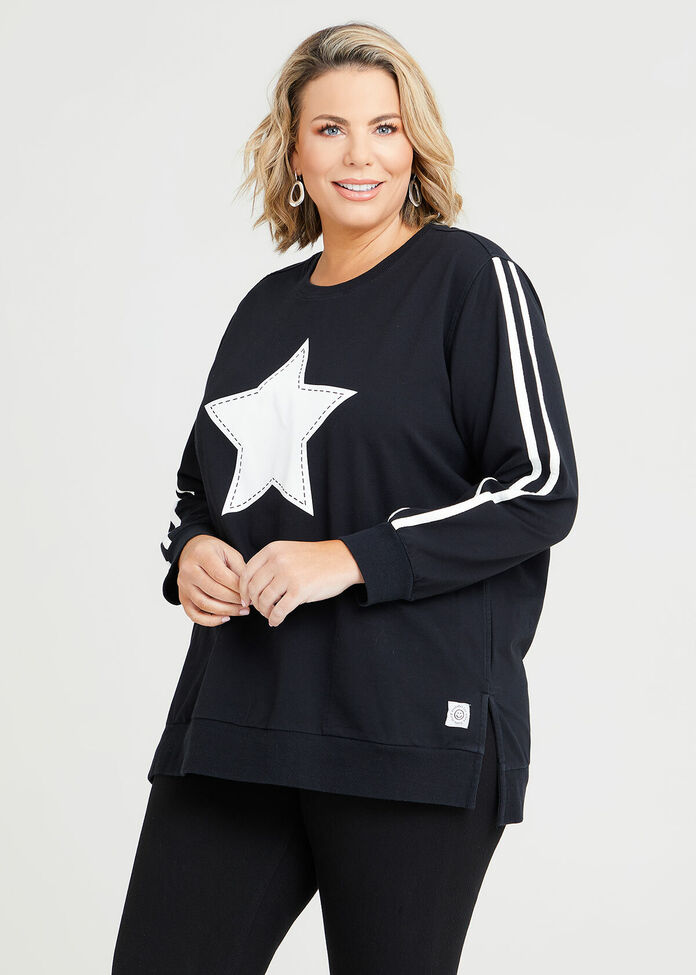 Shop Plus Size Cotton Star Sweat, Black | Taking Shape AU