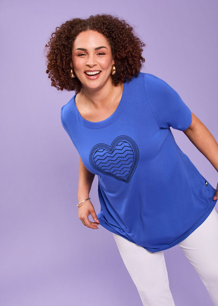 Shop Plus Size Natural Sweet Heart Top, Blue | Taking Shape NZ