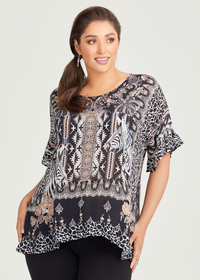 Shop Plus Size Natural Zebra Mix Top, Multi | Taking Shape AU