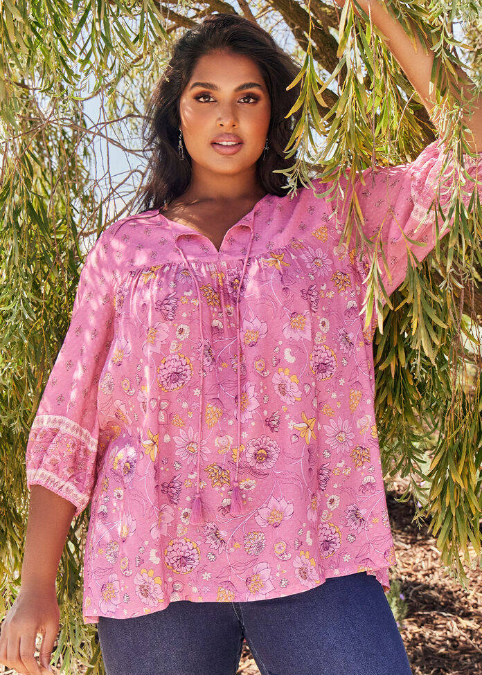 Shop Plus Size Natural Boho Print Top, Multi | Taking Shape AU